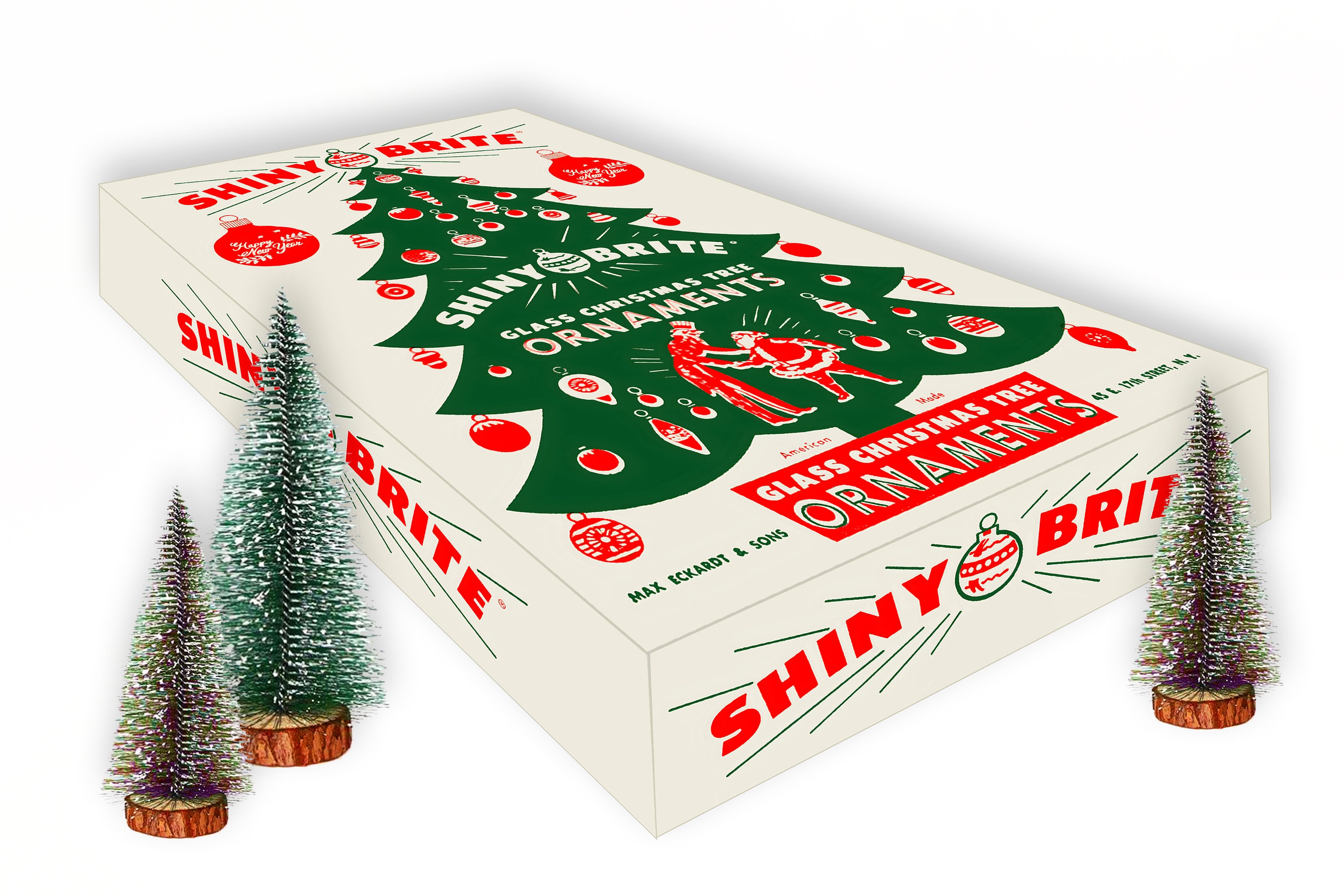 Vintage Digital Gift Box Shiny Brite Printable 5x7x1.25 Crafts, Retro ...