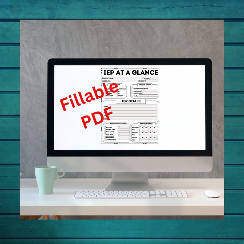 Fillable IEP at A Glance Forms: SPED Teacher Planner (PDF Downloadable ...