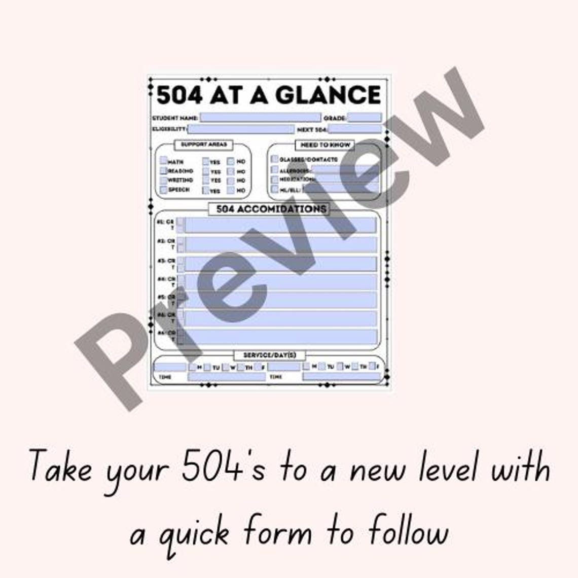 Fillable IEP at A Glance Forms: SPED Teacher Planner (PDF Downloadable ...