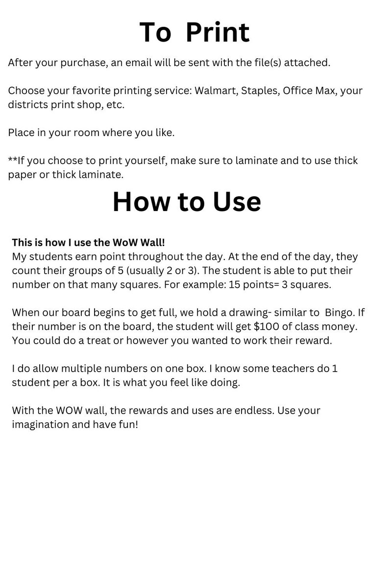 WOW Wall, Board, Poster, Classroom, Anchor Chart, Reward, Student ...