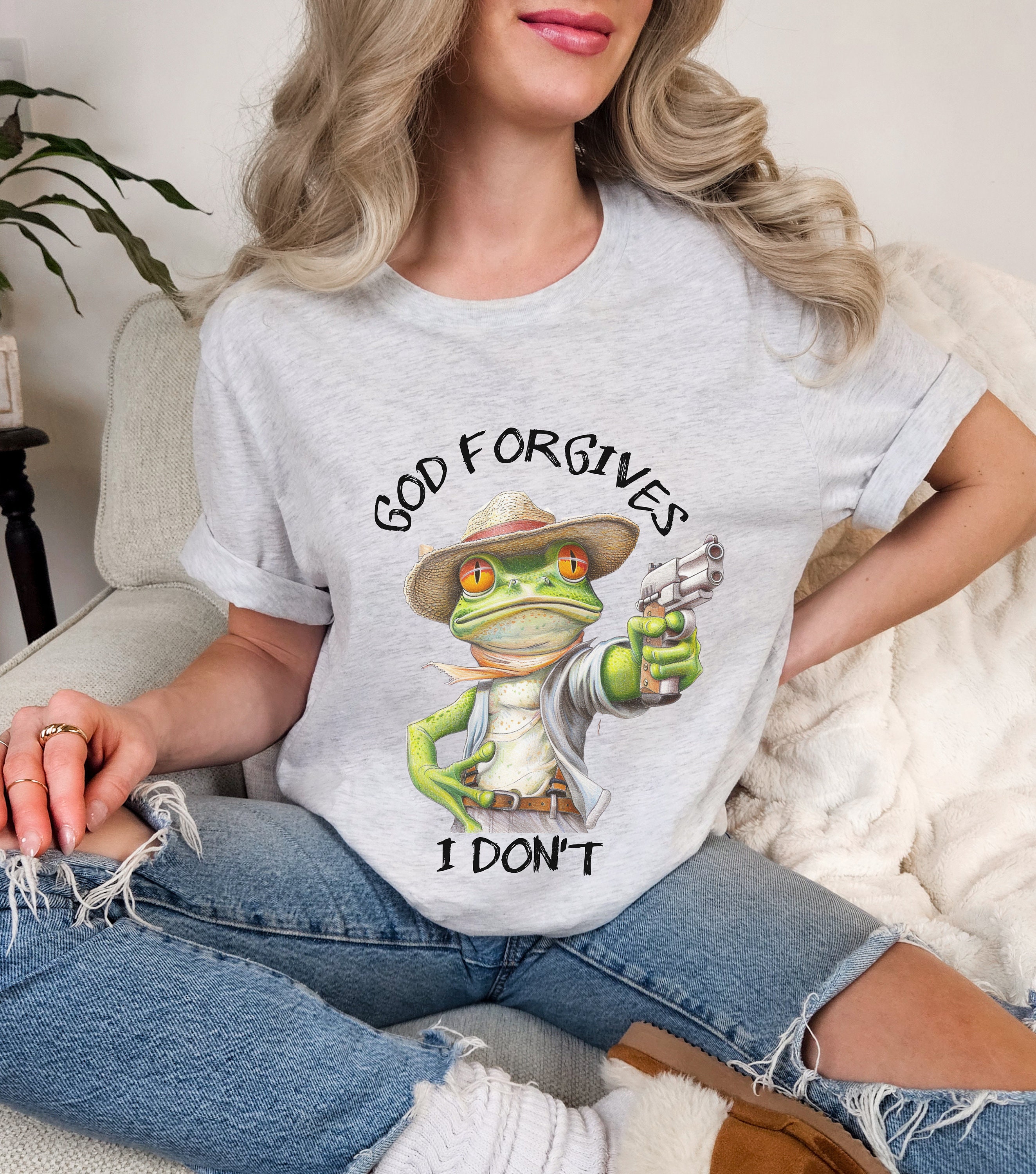 God Forgives I Don't Shirt Western Frog Tee Dank Meme Shirt Funny Frog ...
