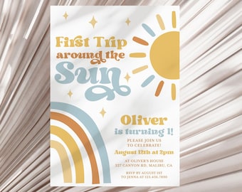 One Happy Boy Birthday Invitation Template, First Trip Around the Sun ...