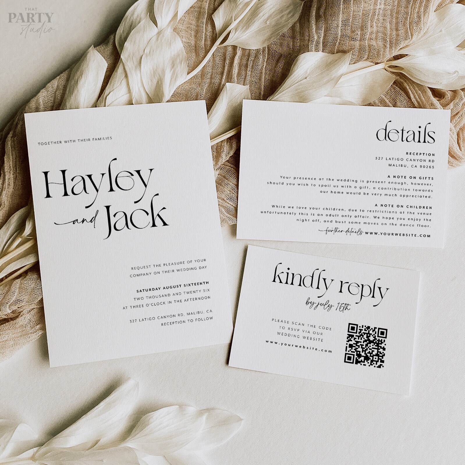 Wedding Invitation Suite Template, Editable Minimalist Wedding Invite ...