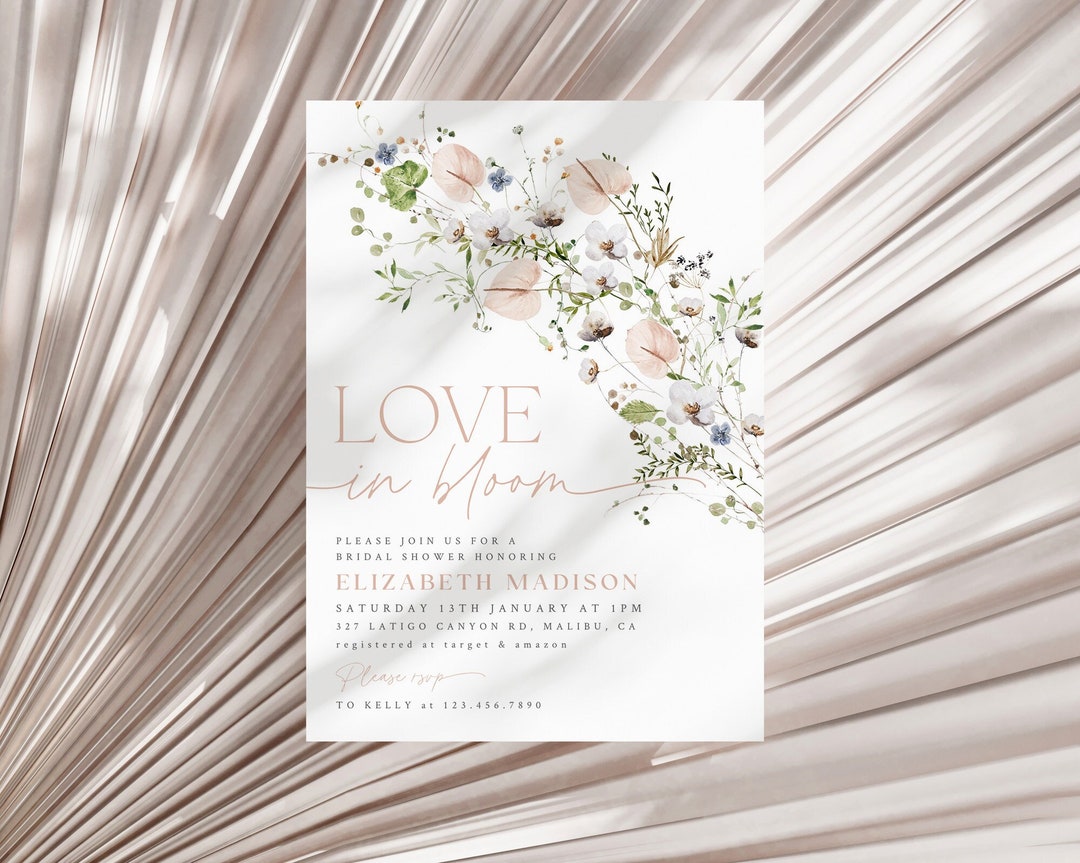 Love in Bloom Bridal Shower Invitation, Wildflower Bridal Shower Invite, Floral Bridal Shower ...