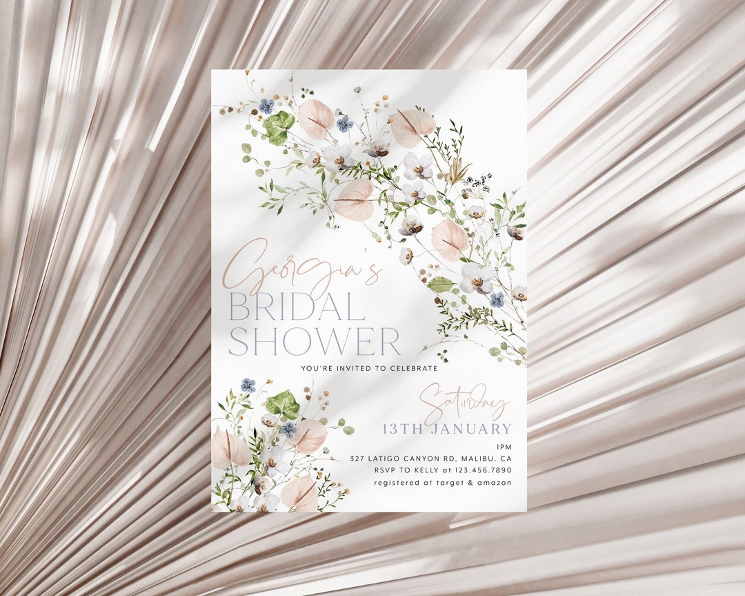 Wildflower Bridal Shower Invitation, Floral Bridal Shower Editable ...