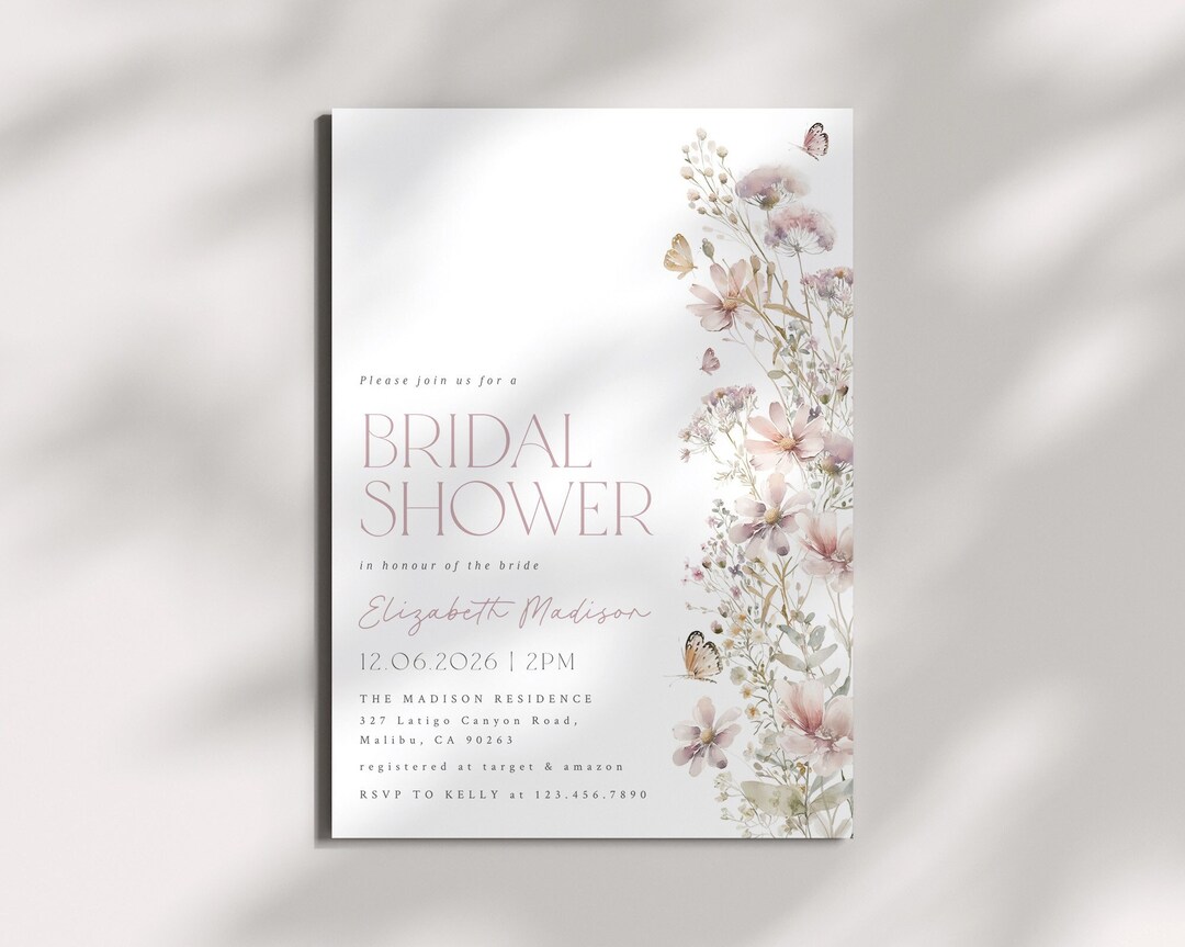 Wildflower Bridal Shower Invitation, Floral Bridal Shower Editable ...