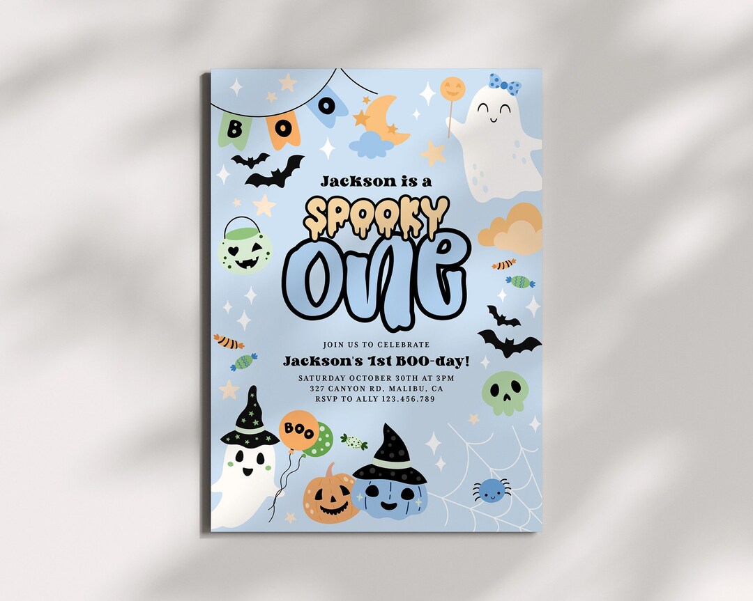 Spooky One Birthday Invitation, First Birthday Invitation, Halloween ...
