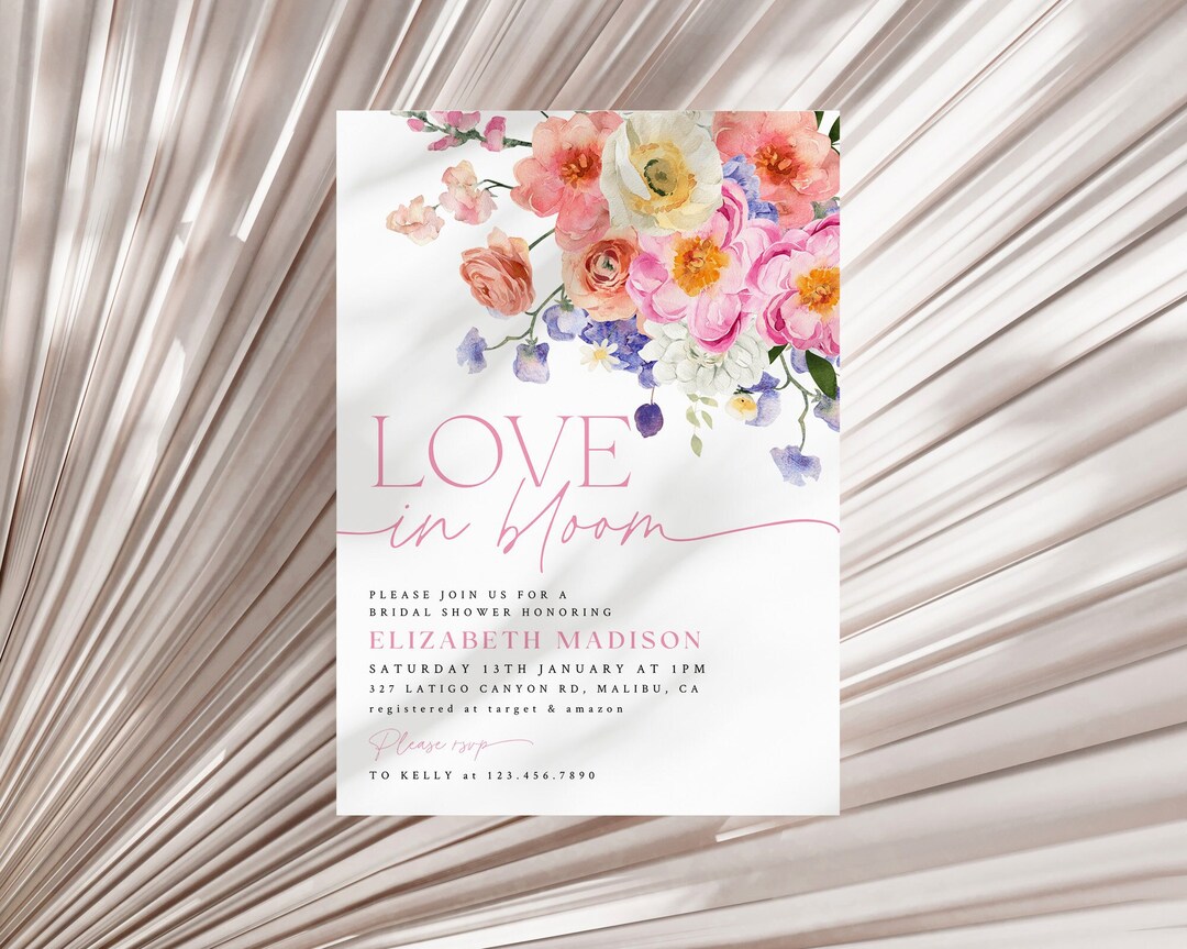 Floral Bridal Shower Invitation: Love in Bloom Template (digital Download) - Etsy