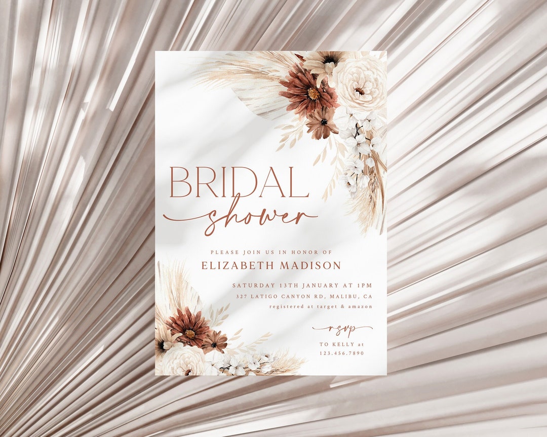 Boho Bridal Shower Invitation, Bohemian Bridal Shower Invite, Boho ...