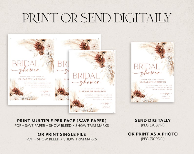 Boho Bridal Shower Invitation Bohemian Bridal Shower Invite - Etsy
