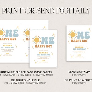 Boho Sun 1st Birthday Invitation: One Happy Boy (digital Download) - Etsy