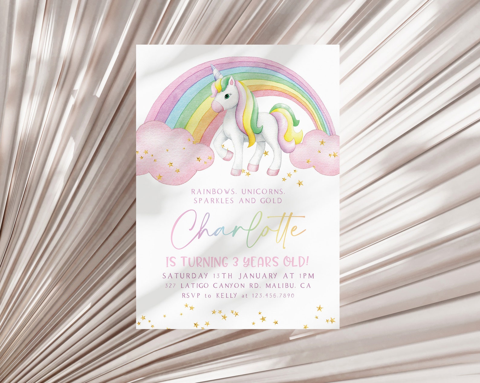 Unicorn Birthday Invitation Template, Rainbow Unicorn Invitation ...