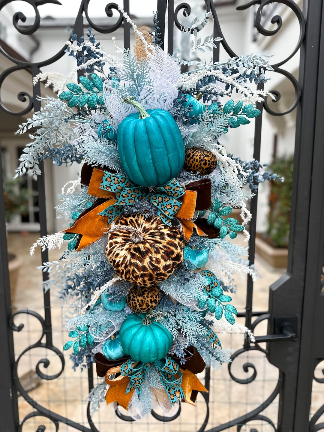 Teal Fall Swag Wreath XL - Etsy