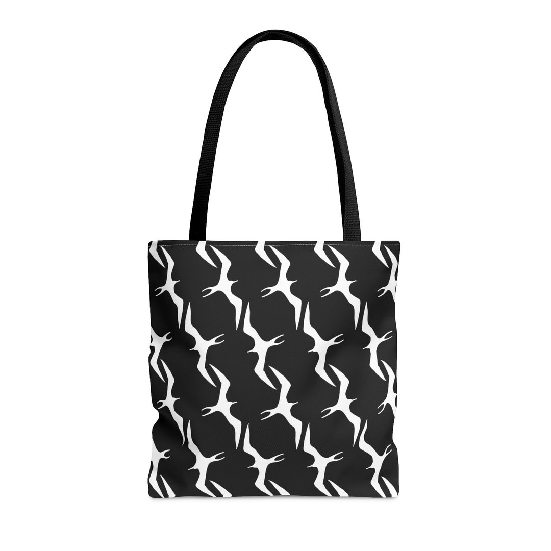 Iwa Bird Pattern Black and White Tote Bag, Hawaiian Iwa Bird Beach Bag ...