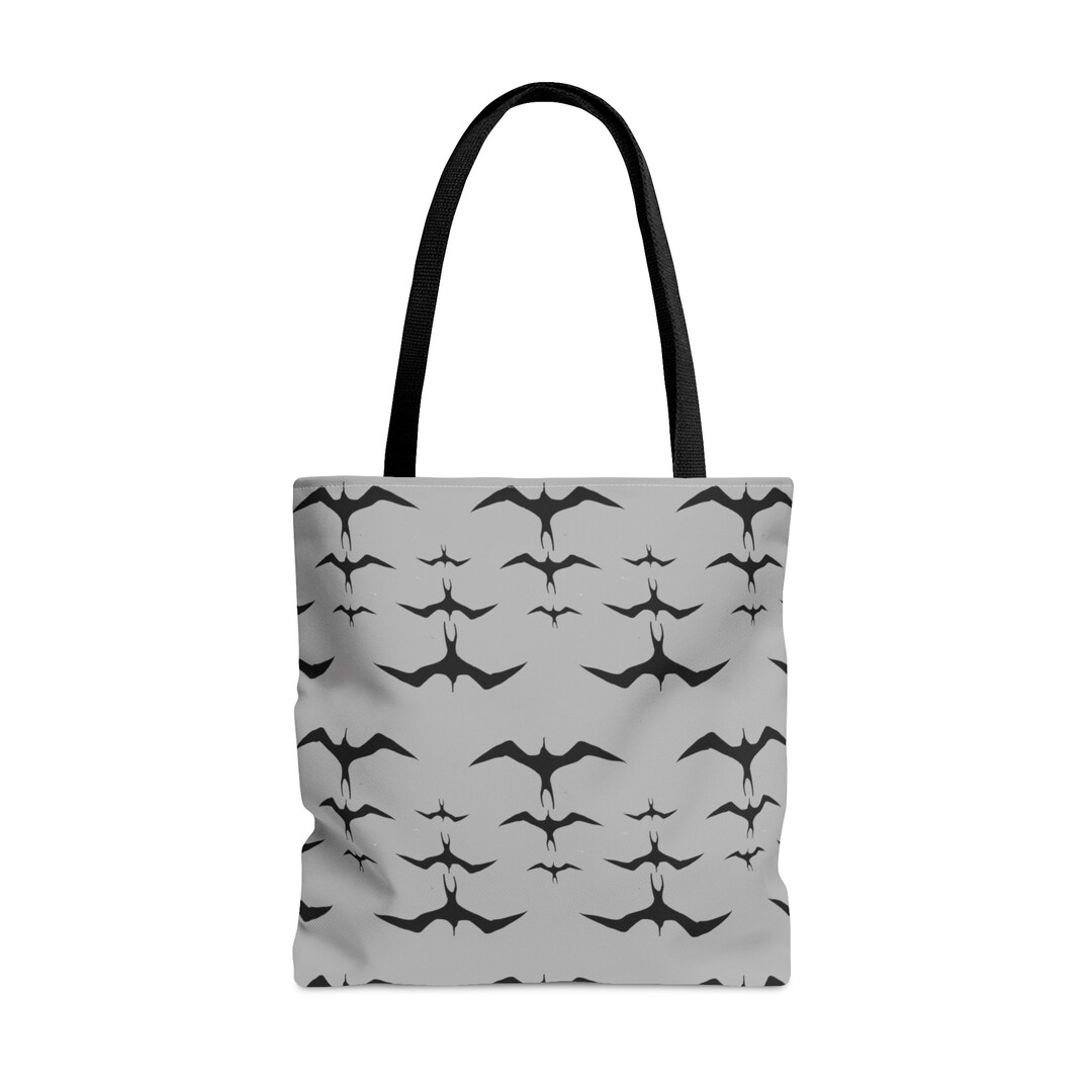 Gray Iwa Bird Pattern Tote Bag, Elegant Hawaiian Iwa Bird Tote Bag ...
