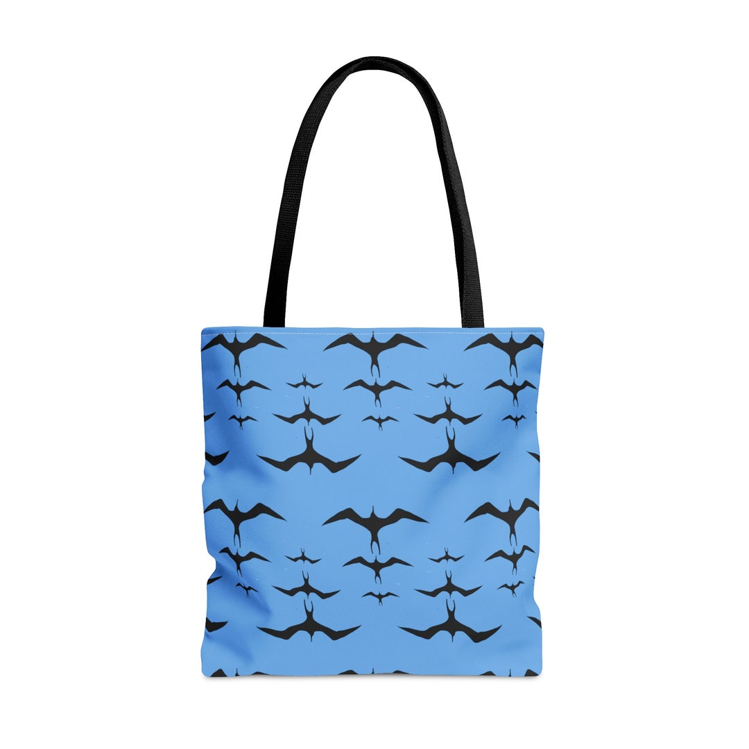 Blue Iwa Bird Pattern Tote Bag, Elegant Hawaiian Iwa Bird Tote Bag ...