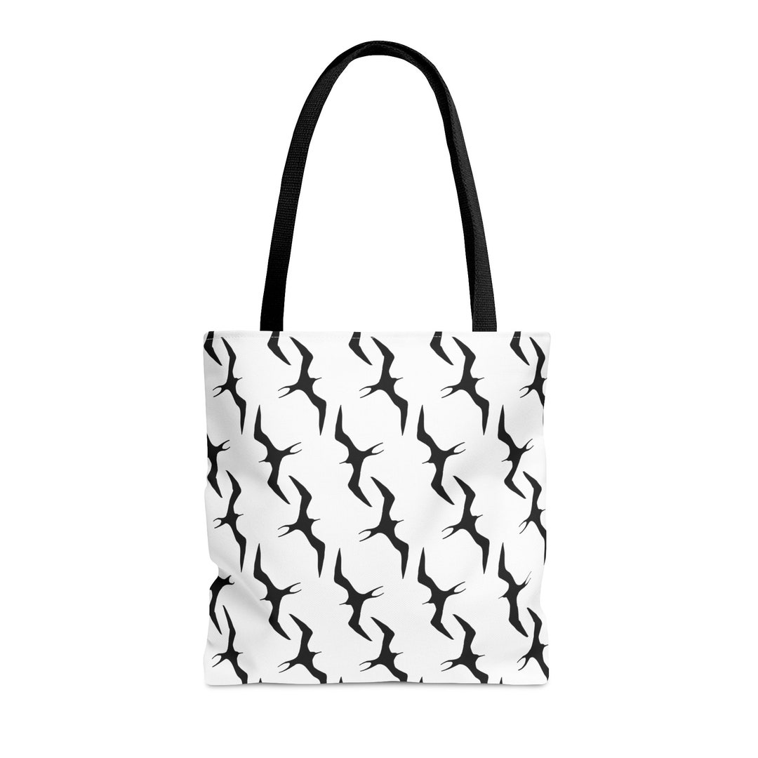 Iwa Bird Pattern Tote Bag, Frigate Bird Black and White Beach Bag ...