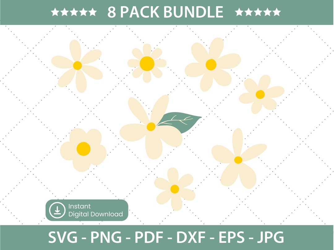 Daisy SVG Bundle 8 Pcs PNG PDF Instant Download Flower Svg - Etsy