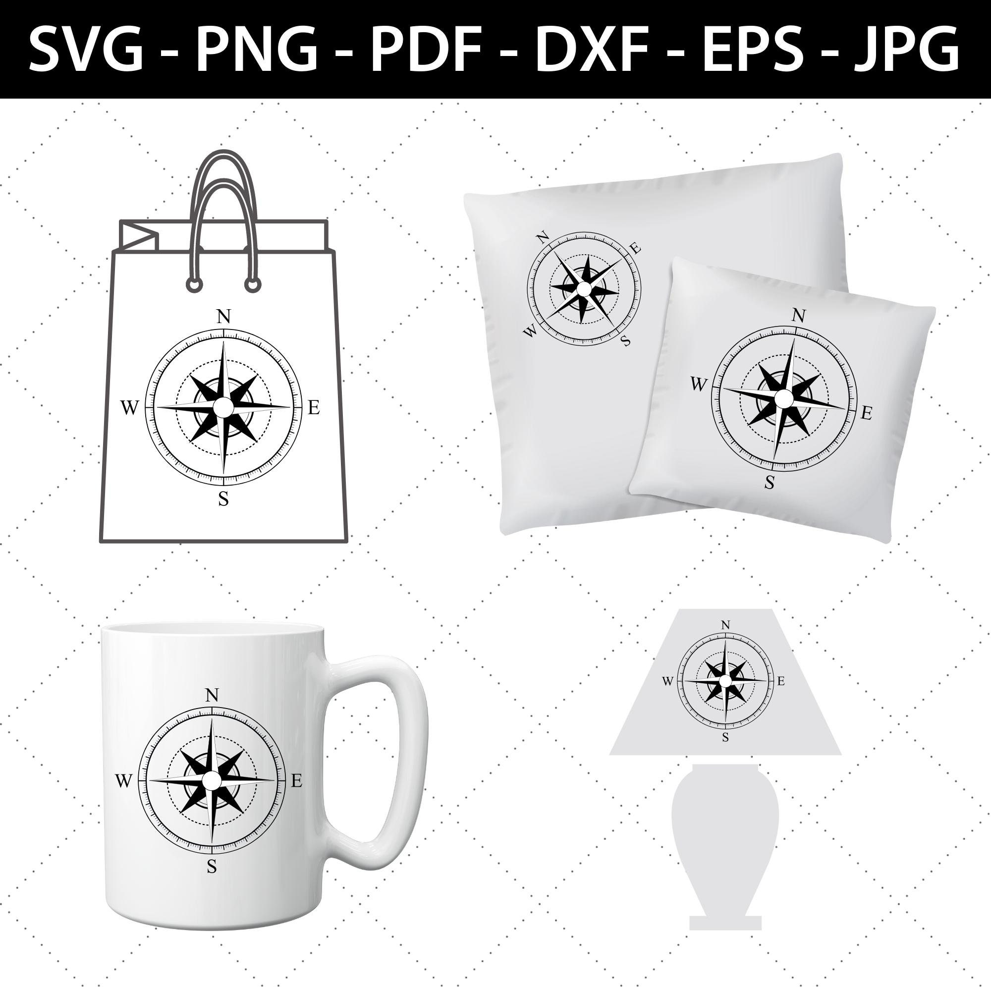 Compass SVG PNG PDF Instant Download, Compass Rose Svg, Svg Files for ...
