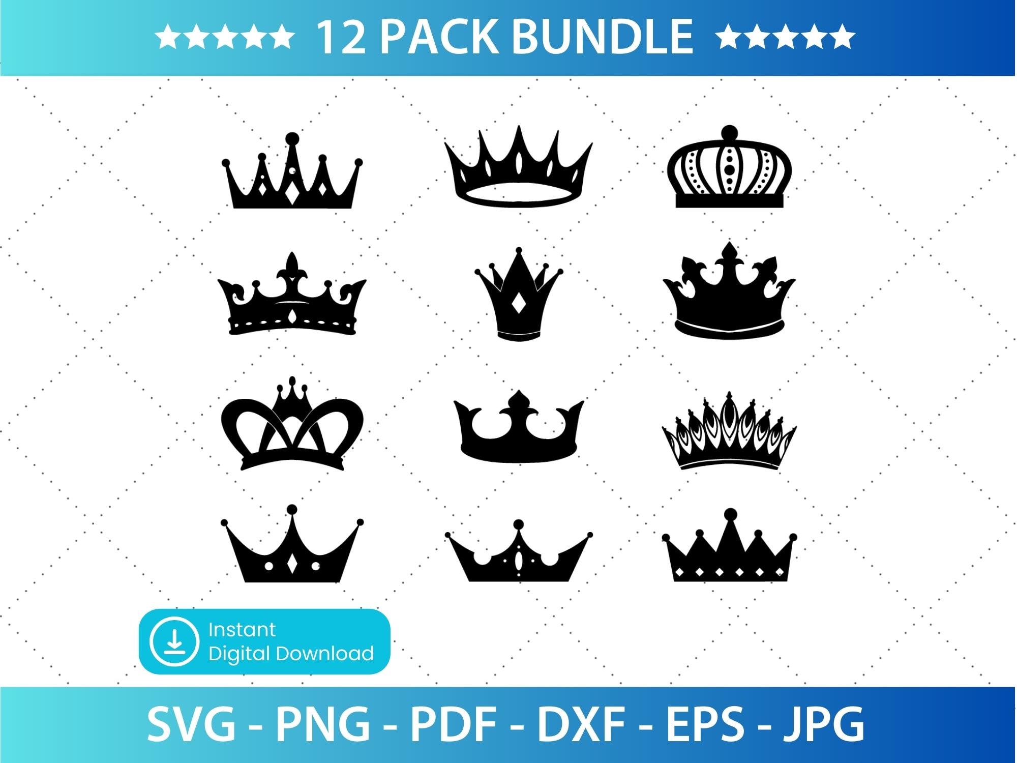 Crown SVG Bundle 12 Pieces PNG PDF Instant Download, Princess Crown Svg ...