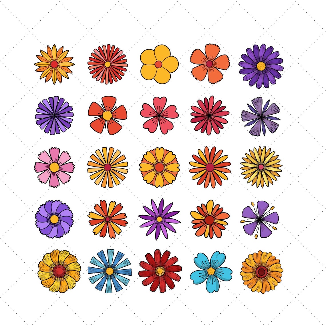 Flower SVG Bundle 100 Pcs PNG PDF Instant Download, Floral Svg, Svg ...