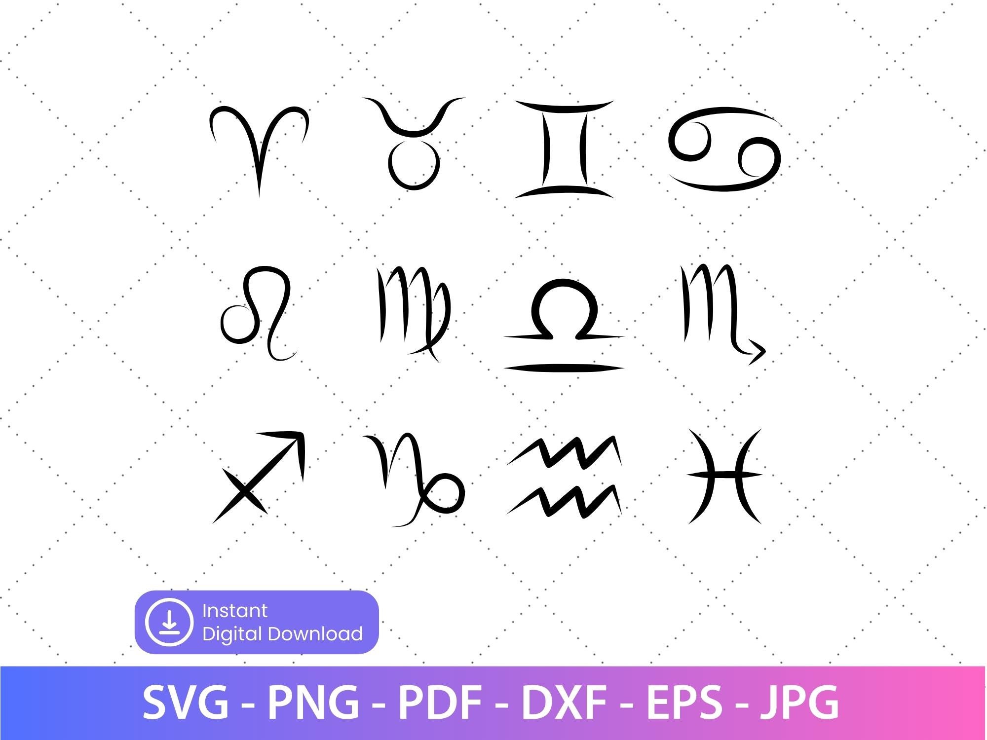 Zodiac Sign SVG Bundle 12 Pcs PNG PDF Instant Download Zodiac - Etsy