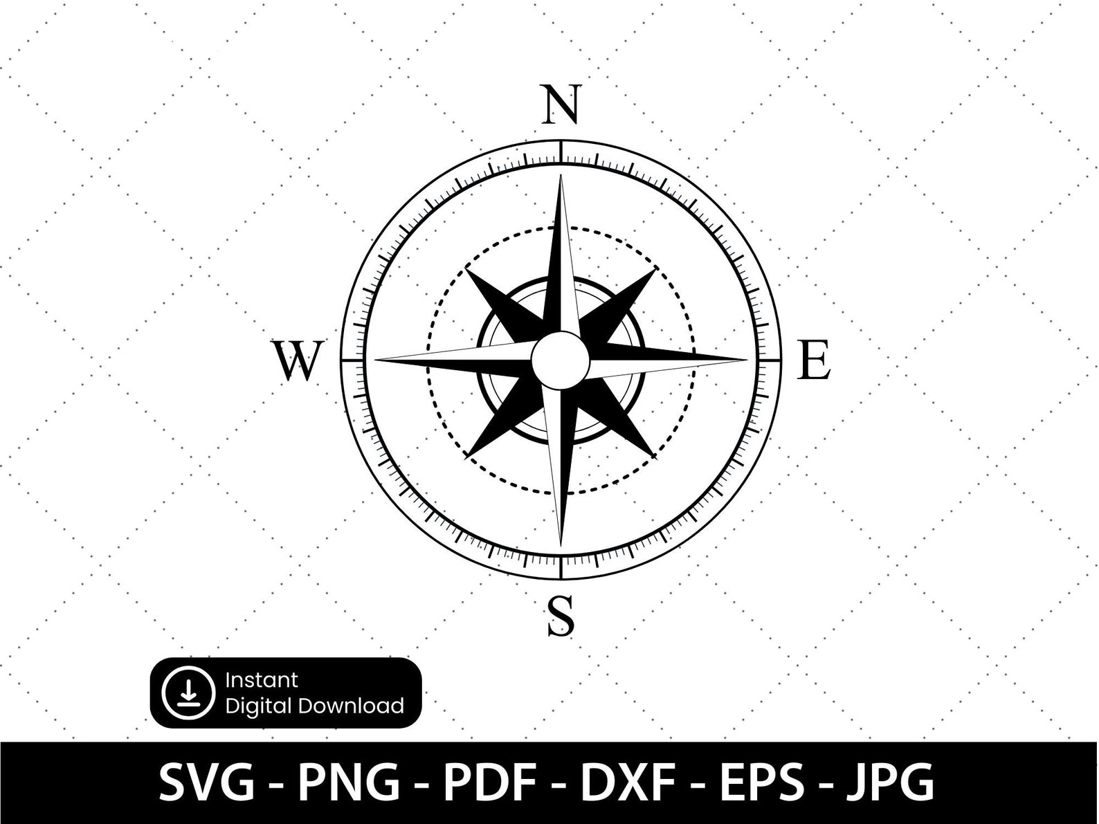 Compass SVG PNG PDF Instant Download, Compass Rose Svg, Svg Files for ...
