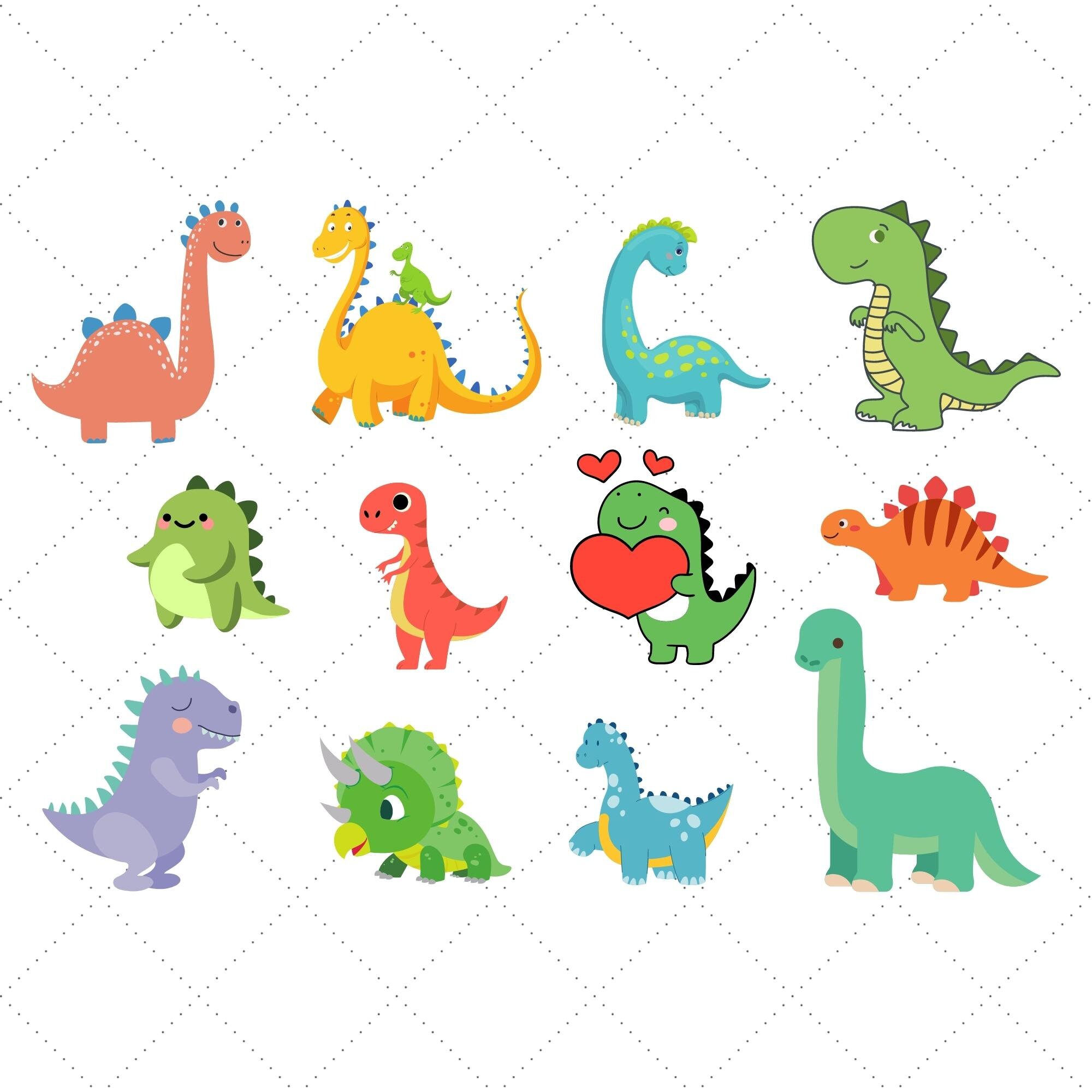 Lindo paquete de 12 dinosaurios SVG PNG PDF Descarga instantánea ...