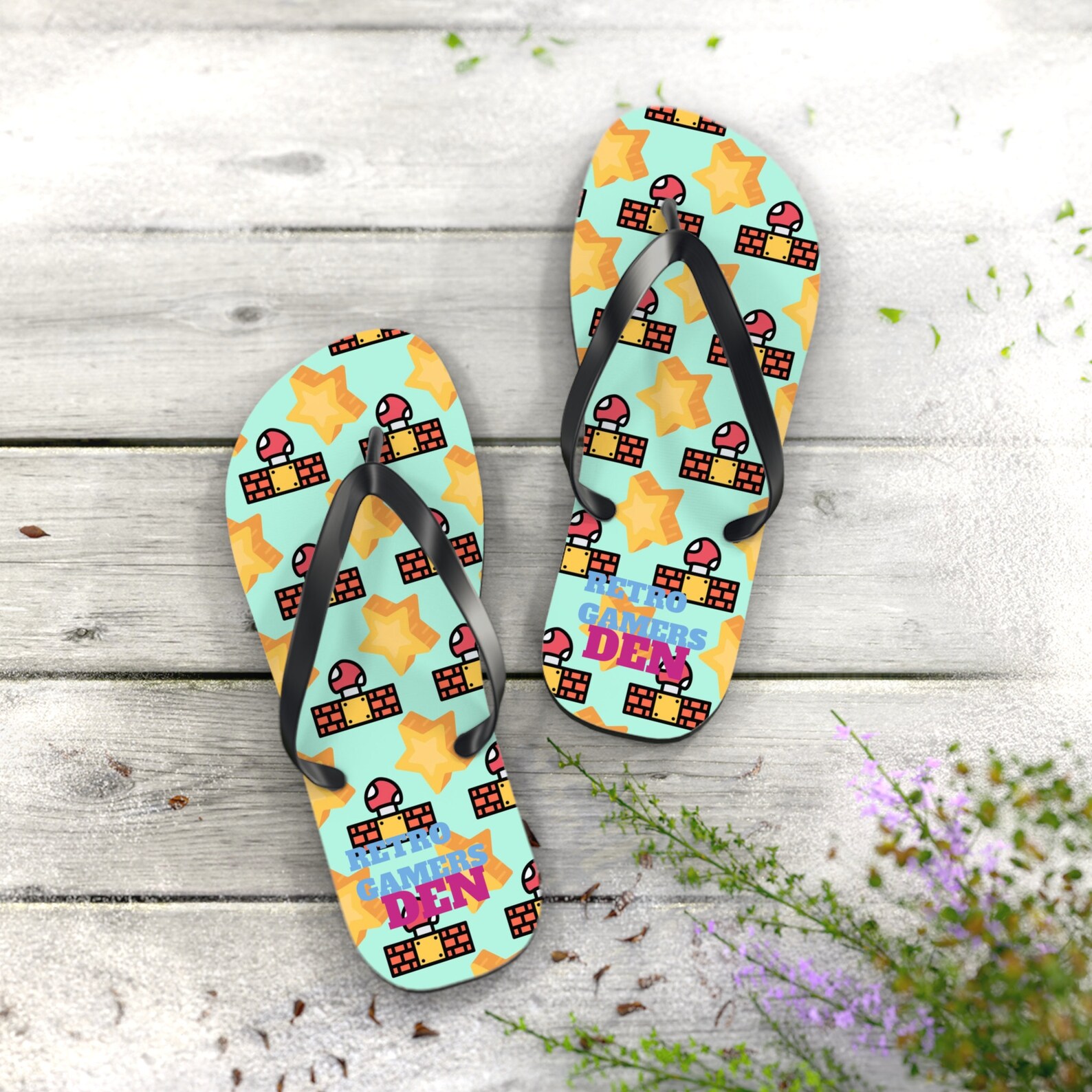 Mario World Flip Flops - Etsy