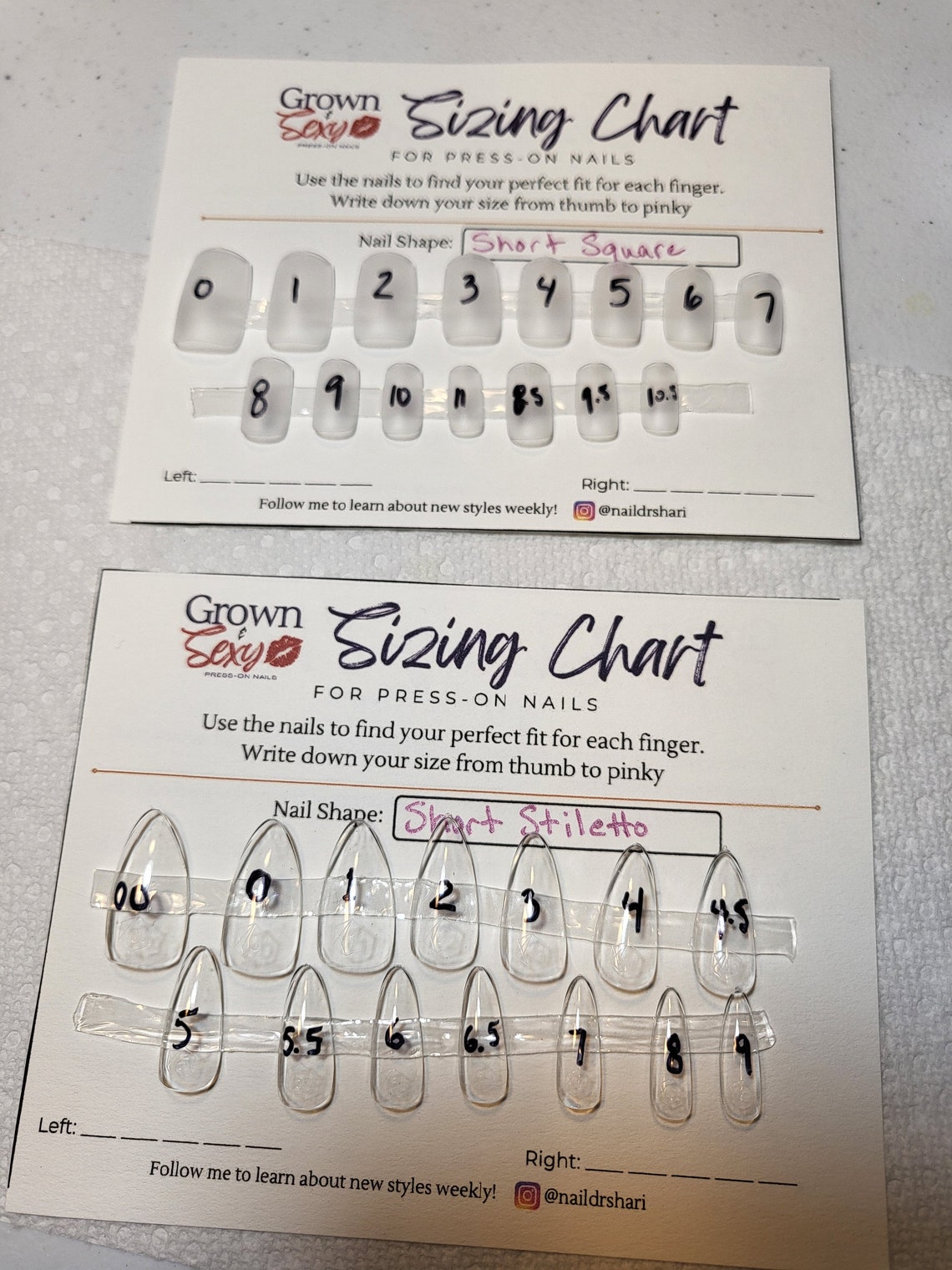 Nail Sizing Chart/kit - Etsy