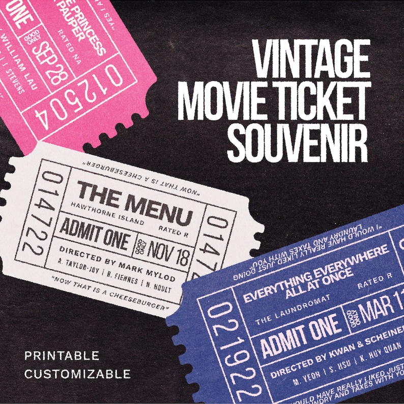 Downloadable, Digital Print, Vintage Movie Ticket Souvenir ...