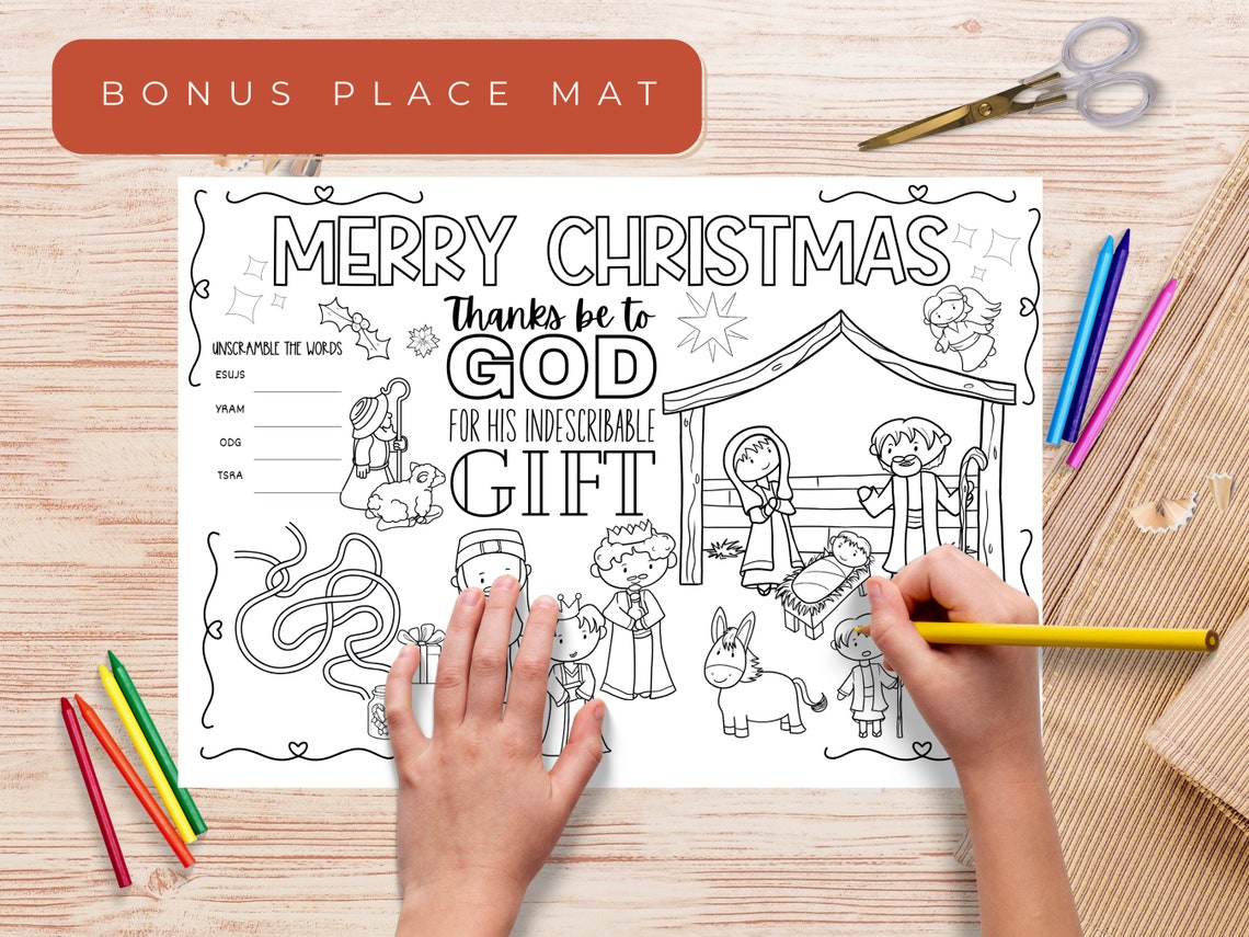 Nativity Colouring Pages, Christmas Bible Scripture for Kids, Preschool ...
