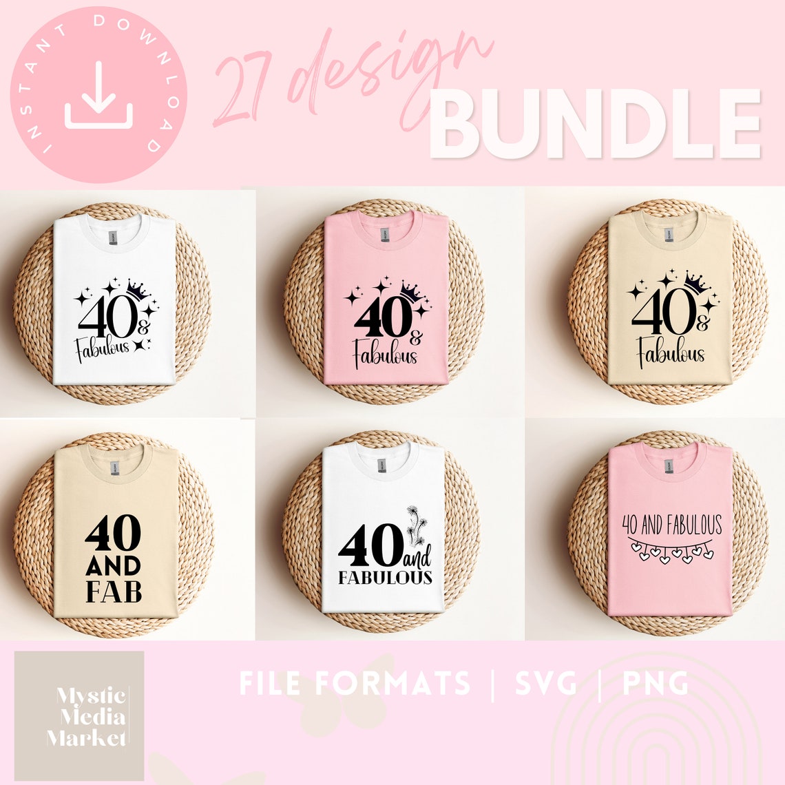 40 and Fabulous SVG Bundle, PNG and SVG, 40 & Fabulous Svg, 50th ...