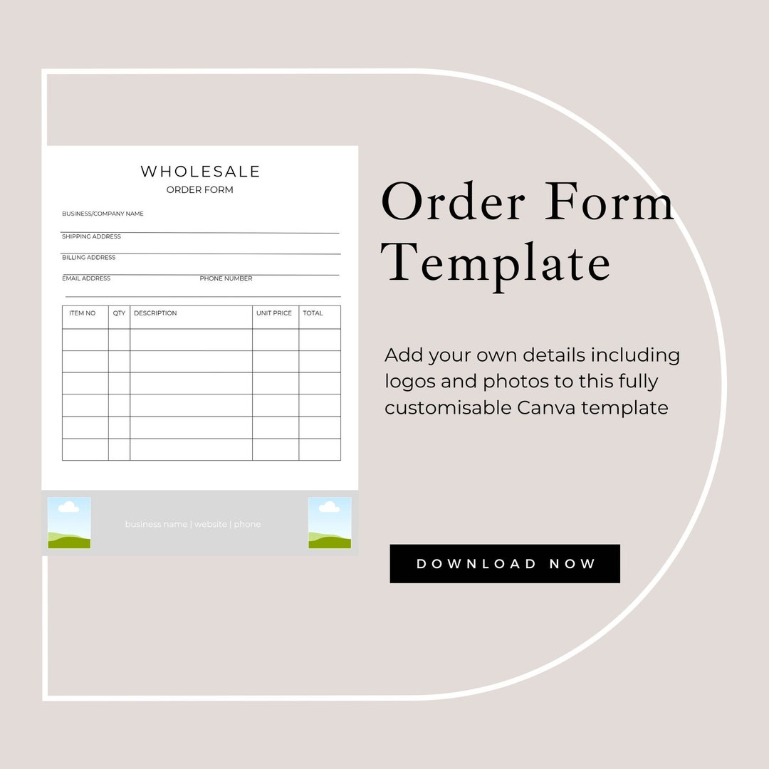 Instant Download, Editable Wholesale Order Form, Wholesale Order Sheet ...