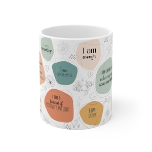 Positive Affirmations Mug, Reminders Coffee Cup, Morning Mindset Mug ...