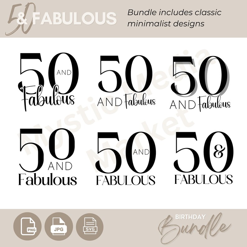 50 And Fabulous Svg Bundle Png And 50 And Fabulous Svg 50th