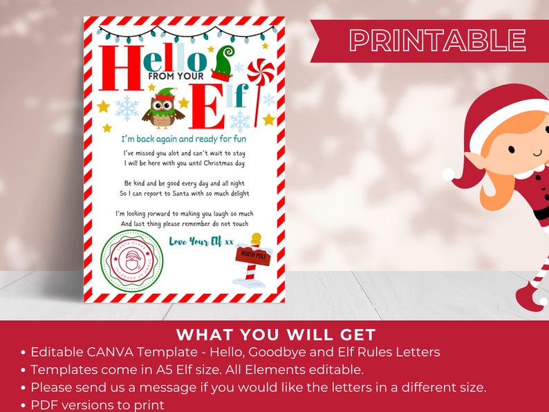 EDITABLE Elf Letter Elf Welcome Letter Elf Arrival Letter Elf Goodbye ...