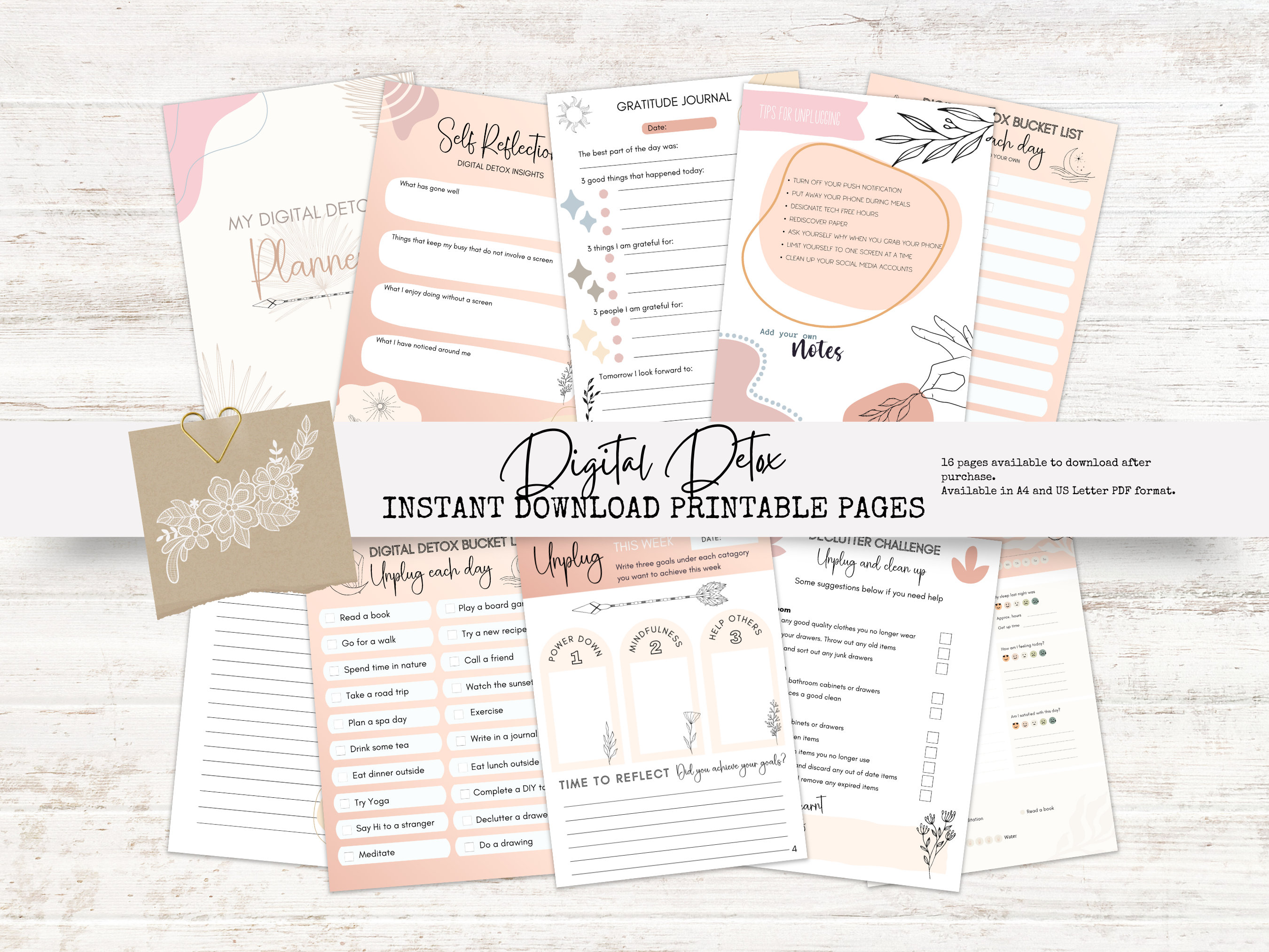 Digital Detox Printable Planner, Social Media Detox Challenge ...