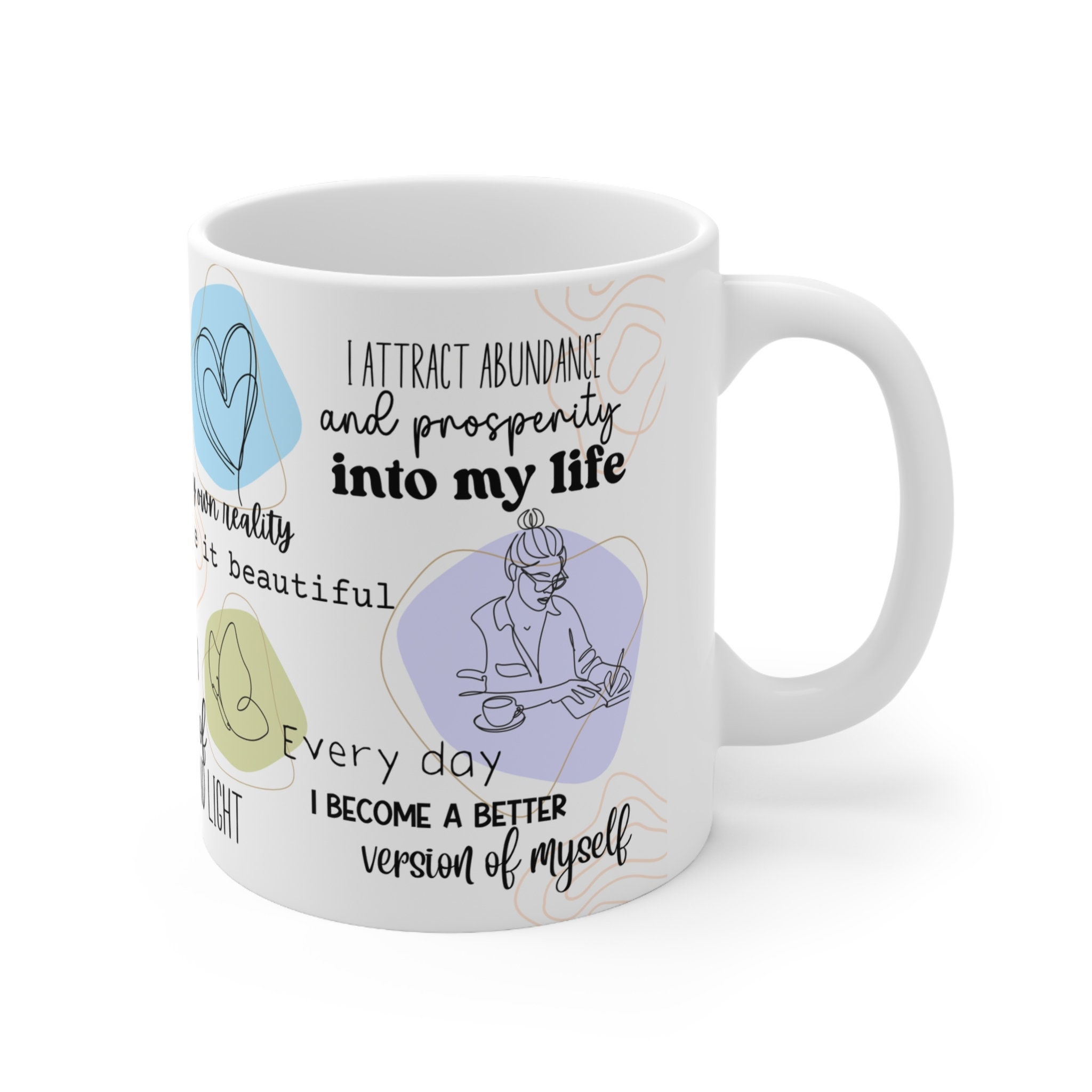 Positive Affirmations Mug Minimalist Boho Affirmations Mug Daily