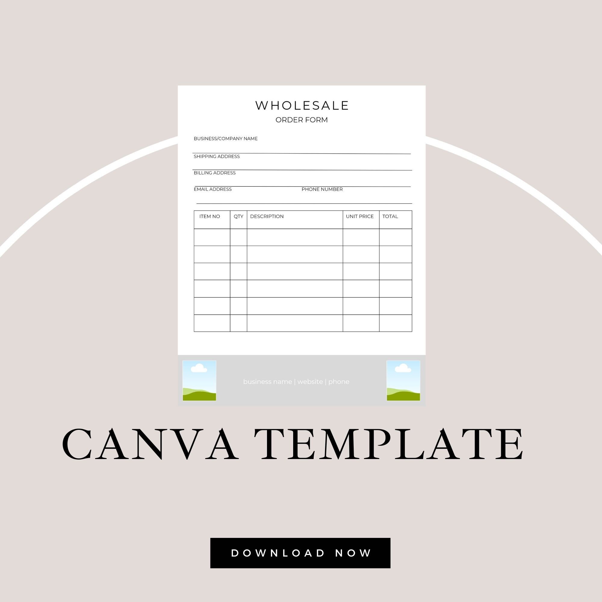 Instant Download, Editable Wholesale Order Form, Wholesale Order Sheet, Canva Order Form, Canva ...