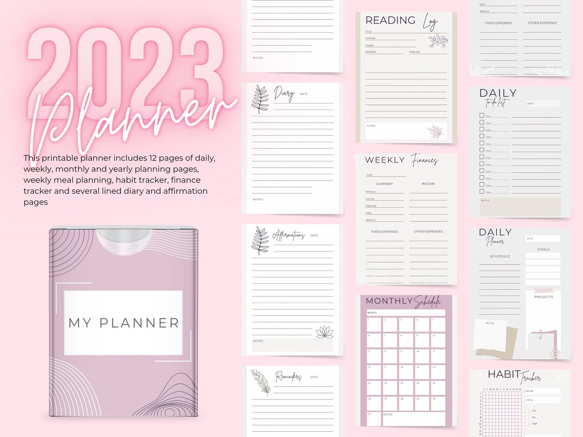 Undated Pink Minimalist Planner Printable, Daily Task List, Reminder ...