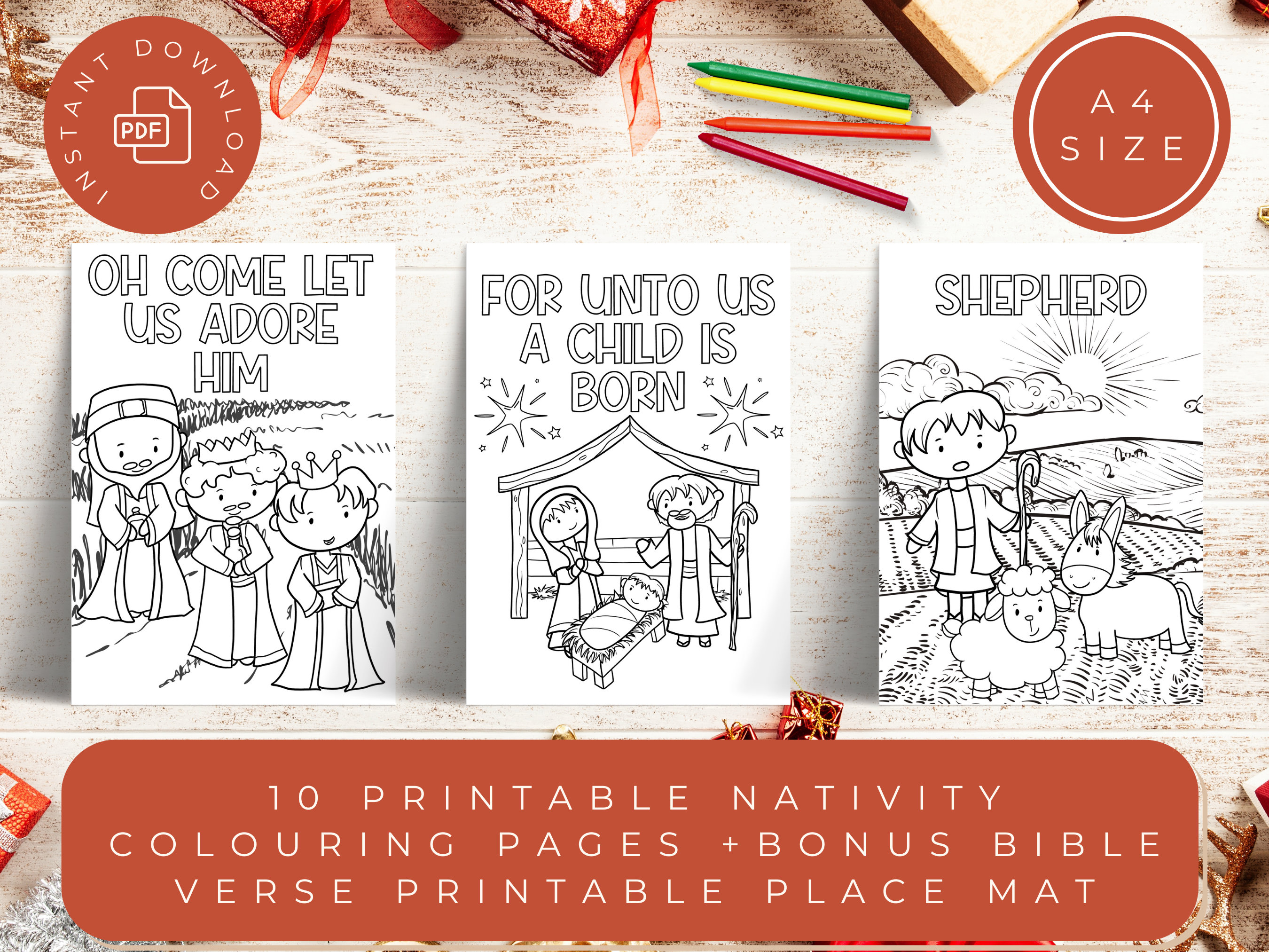 Nativity Colouring Pages, Christmas Bible Scripture for Kids, Preschool ...