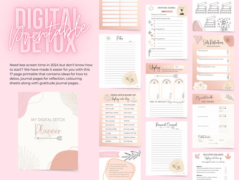 Digital Detox, Printable Planner, Social Media Detox Challenge ...