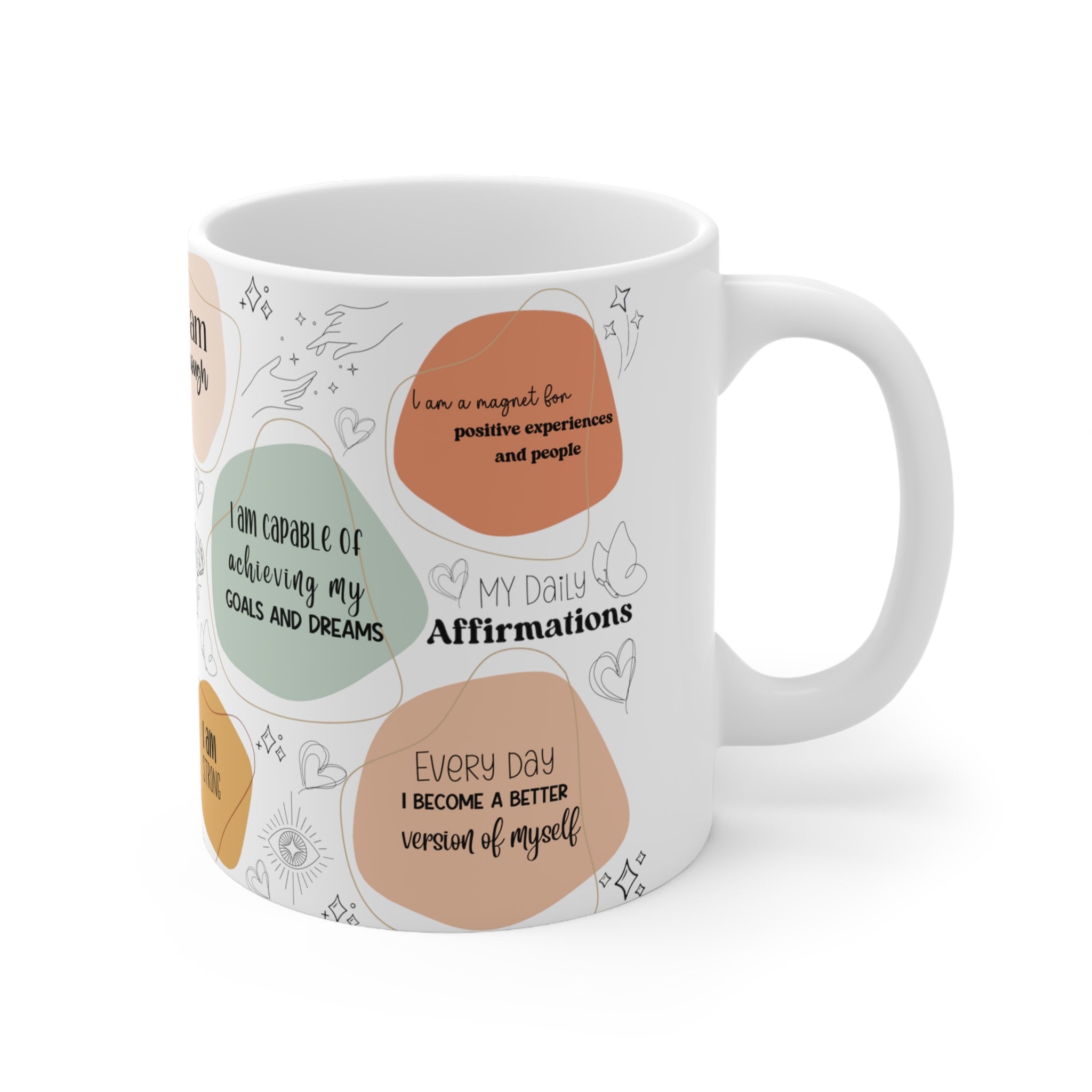 Positive Affirmations Mug, Reminders Coffee Cup, Morning Mindset Mug ...