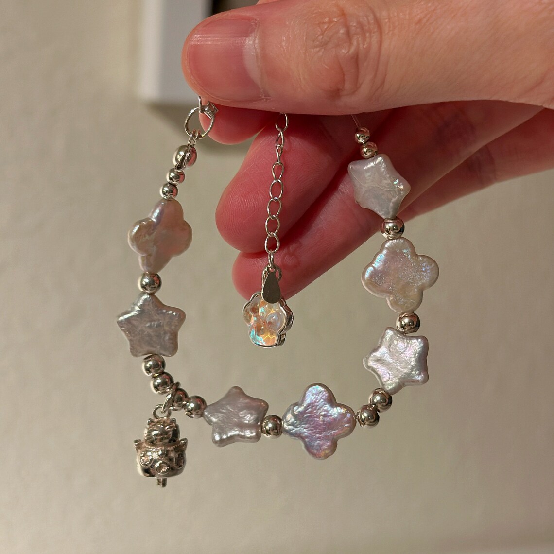 Handmake Jewelry, Fresh Water Pearl Chain Bracelet, Vintage Chain ...