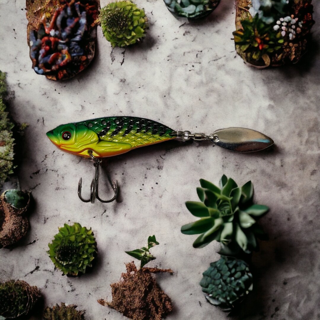 Custom Hand Painted Blade Metal Fishing Lure With Spinner the Fire ...