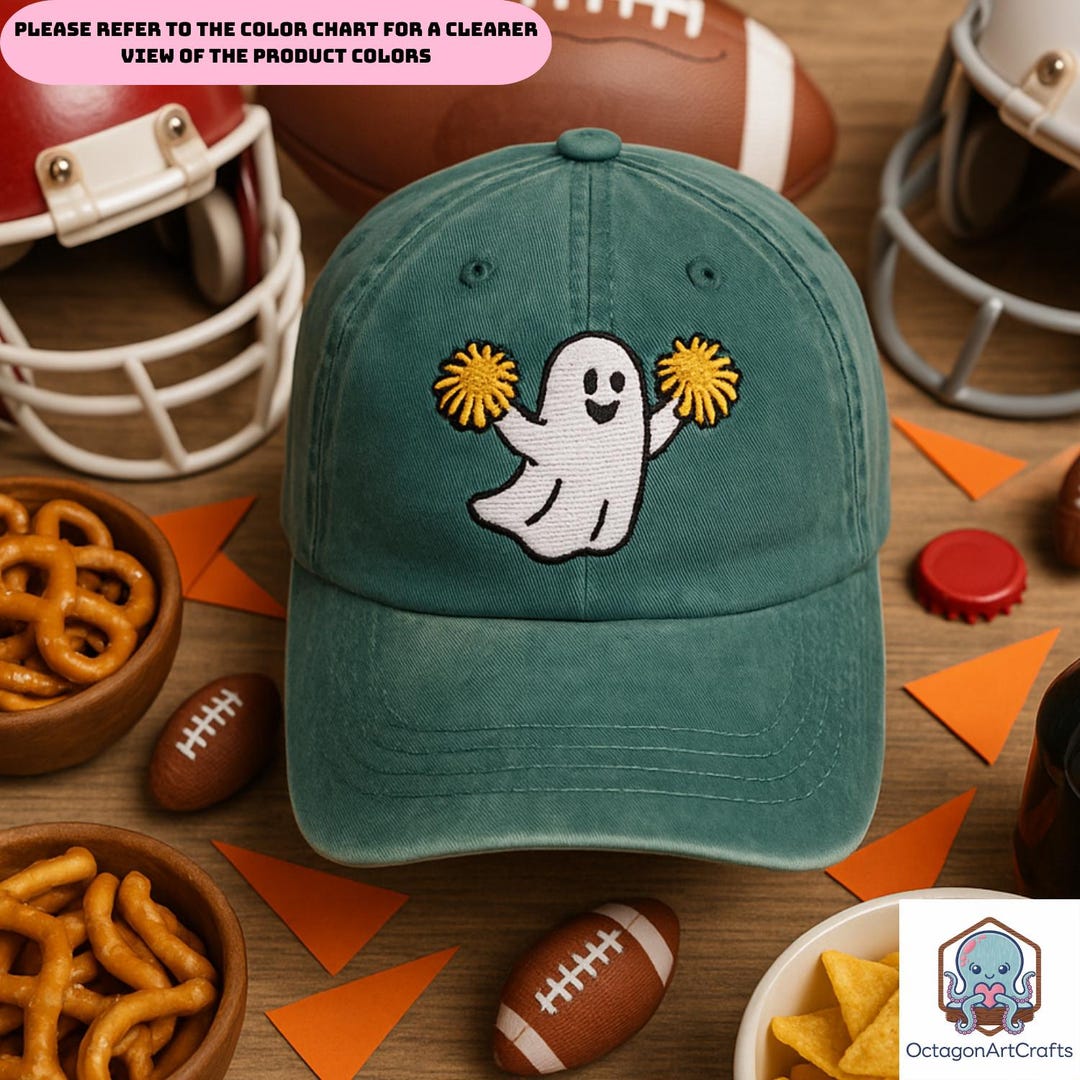 Football Ghost Cheerleader Hat, Embroidered Spooky Season Cap ...