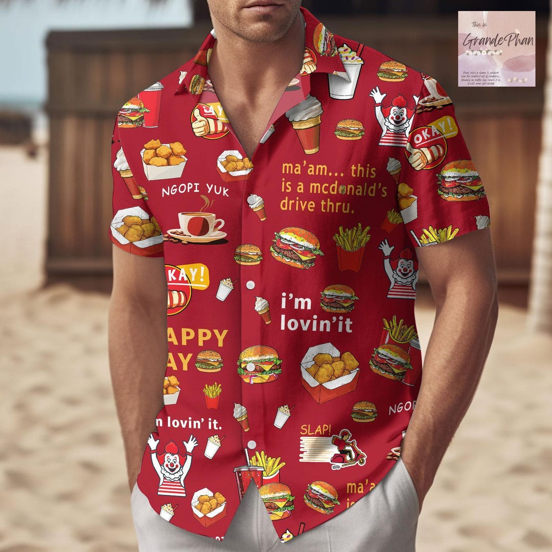 Mcdonald's Fast Food Button up Shirt, Fast Food Hawaiian Shirt ...
