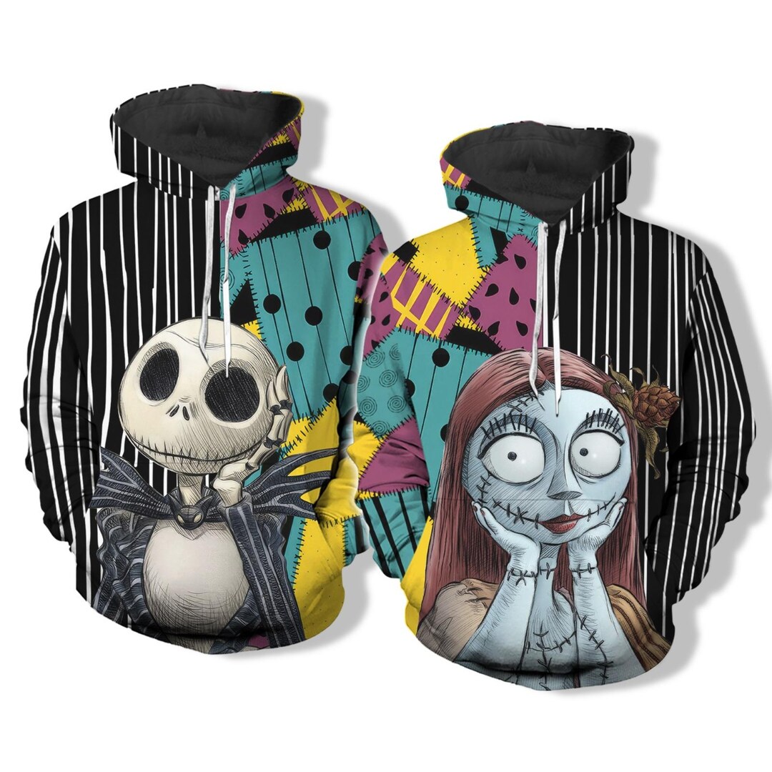 Jack and Sally Couples Hoodies, Disney Valentine Outfits, His and Her ...