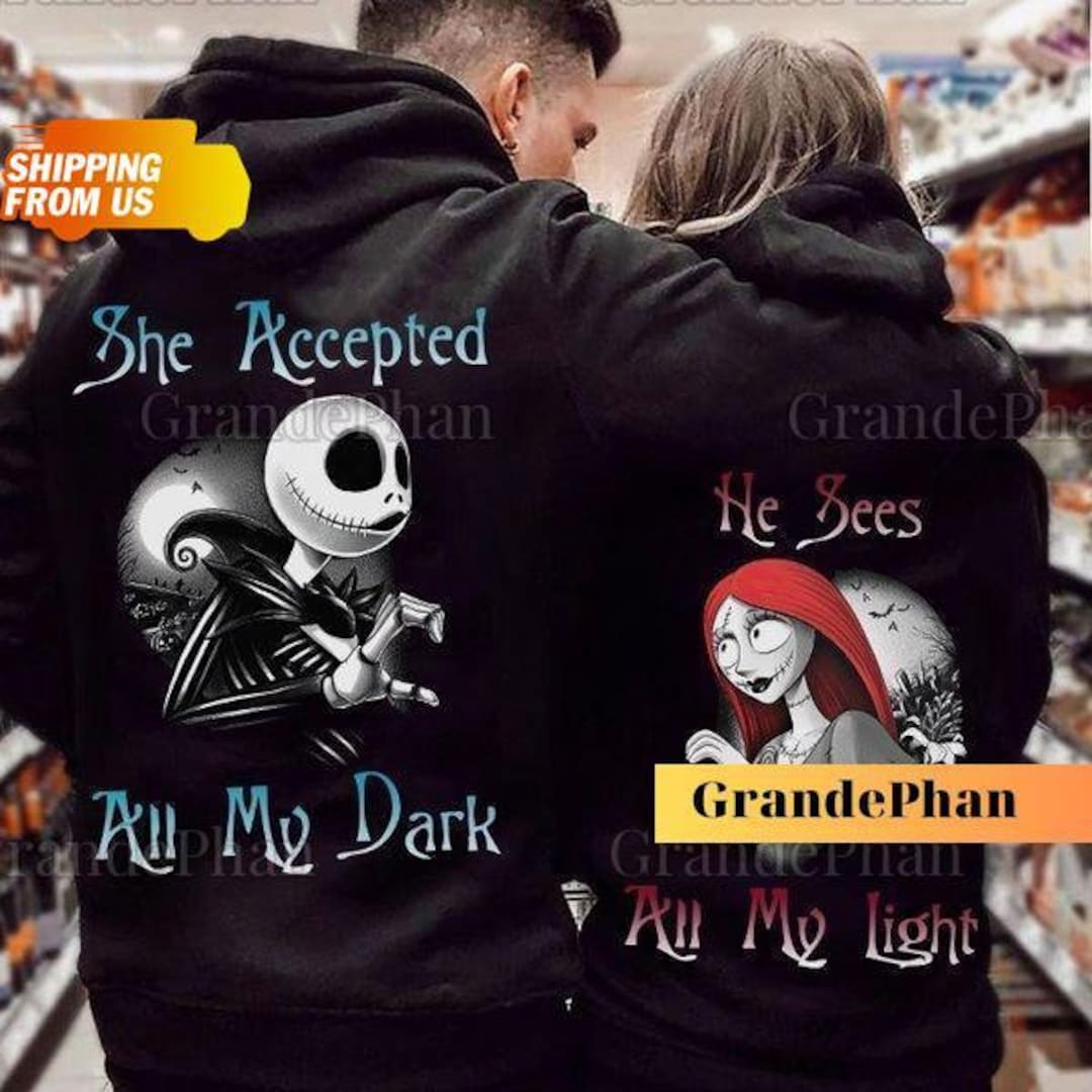 Her Jack His Sally Couples Hoodie, Jack and Sally, Jack Skellington ...